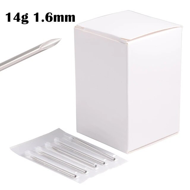 Disposable Sterile Piercing 14g 1.6mm Medical Grade Tattoo Supply Ear ...