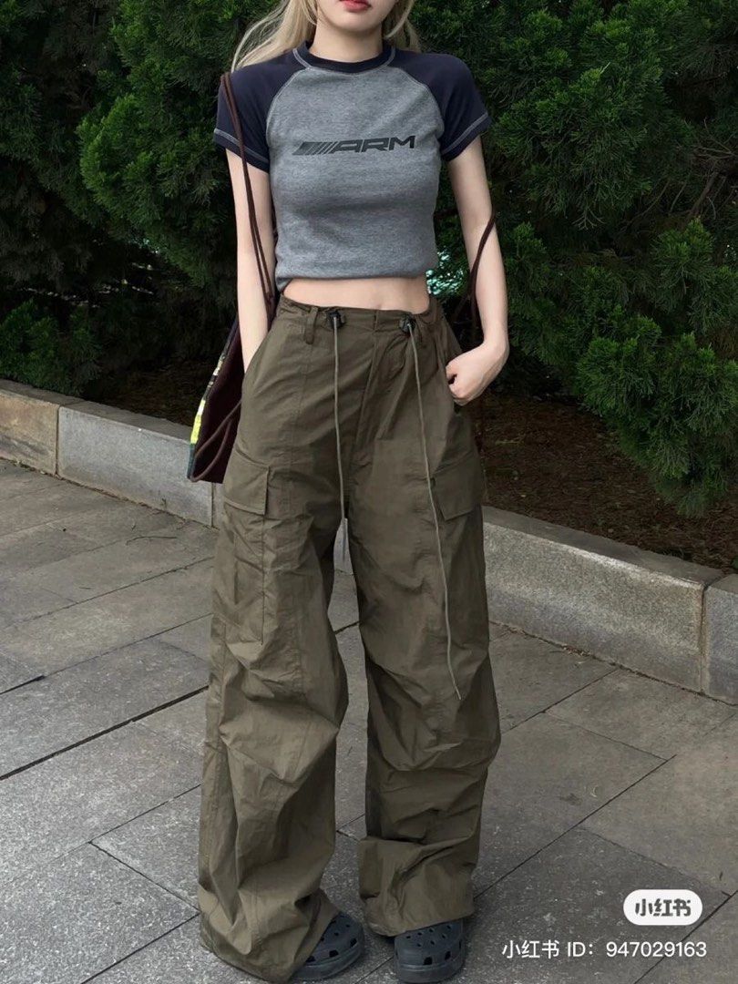 GU CARGO PANTS / BALLOON PANTS / JORTS PANTS Y2K, Fesyen Wanita, Pakaian Wanita, Bawahan di ...