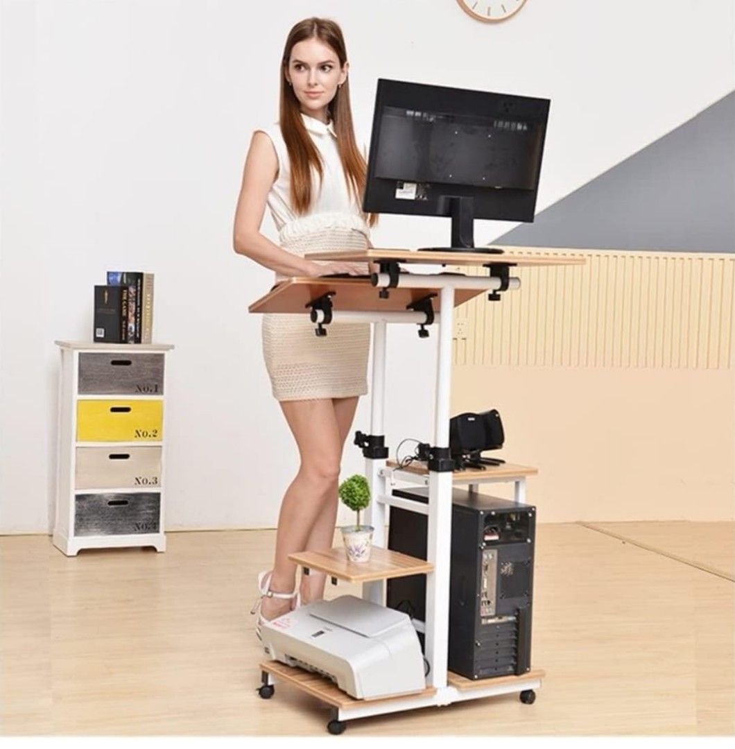 Height adjustable computer table, Furniture & Home Living, Furniture ...