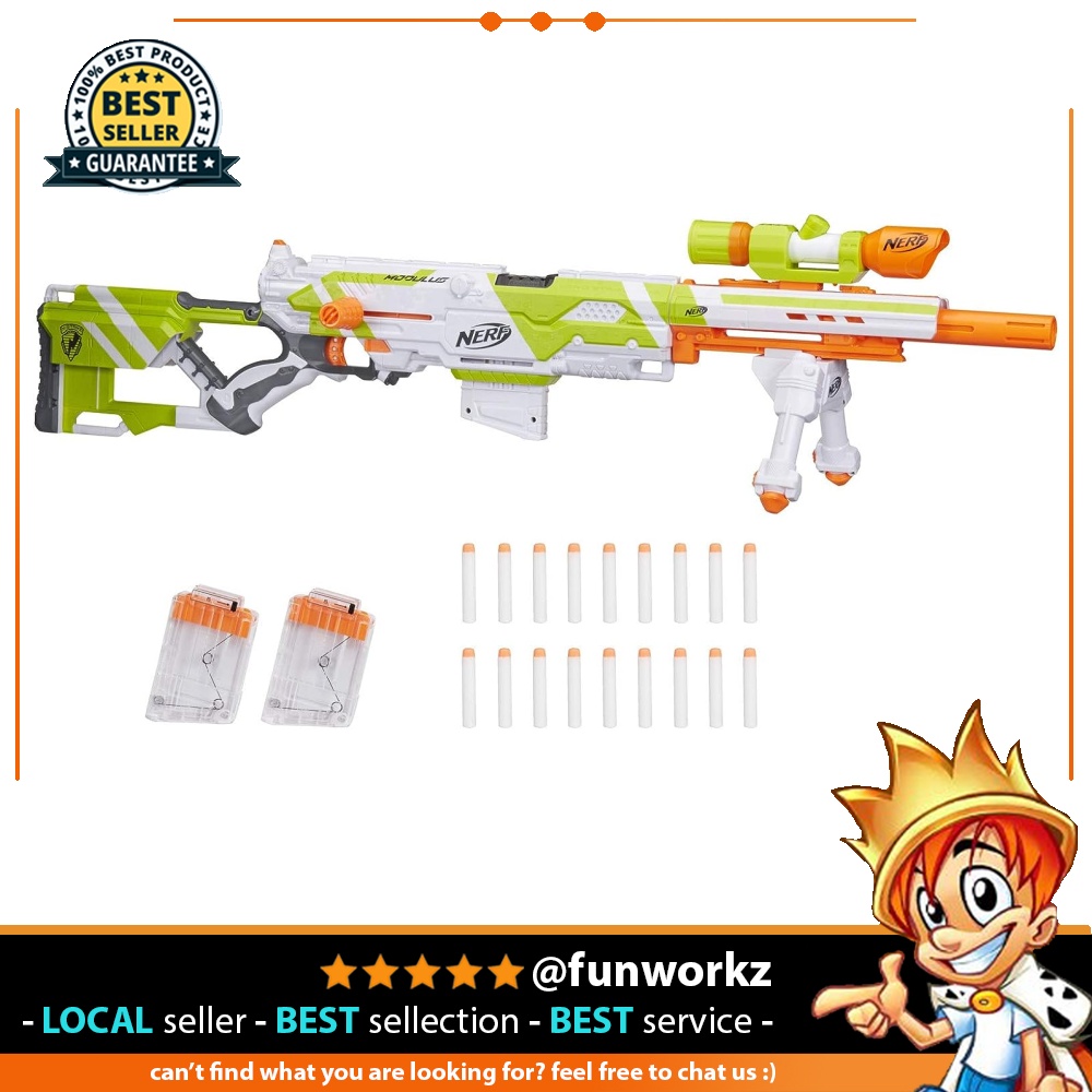 NERF Longstrike Modulus Toy Blaster with Barrel Extension, Bipod ...