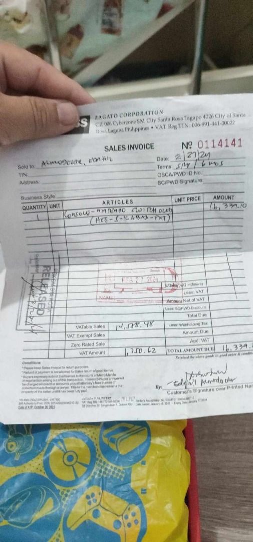 Nintendo Switch OLED Neon JB with Receipt, Video Gaming, Video Game ...