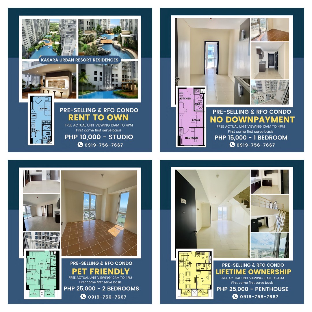 No DP Studio 1Br PASIG RENT TO OWN C5 Ortigas Bgc Tiendesitas St lukes ...