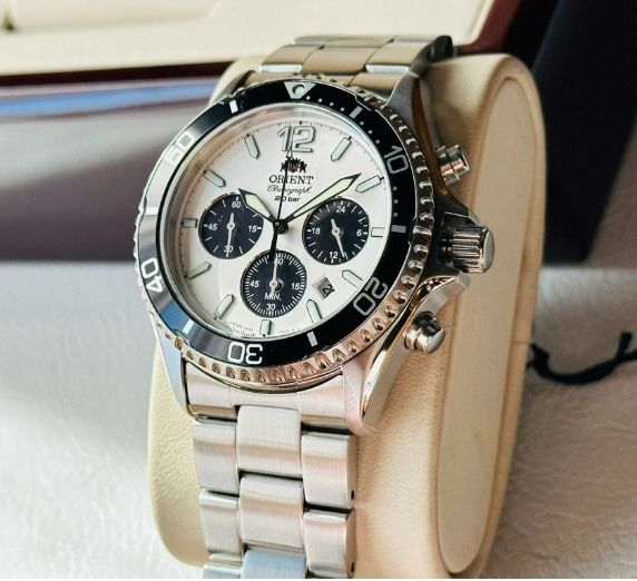 Orient RA-TX0203S10B Mako Solar Chronograph Black White Panda Men's ...