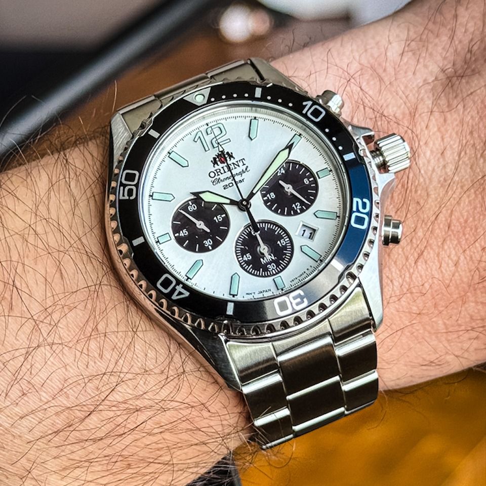 Orient RA-TX0203S10B Mako Solar Chronograph Black White Panda Men's ...