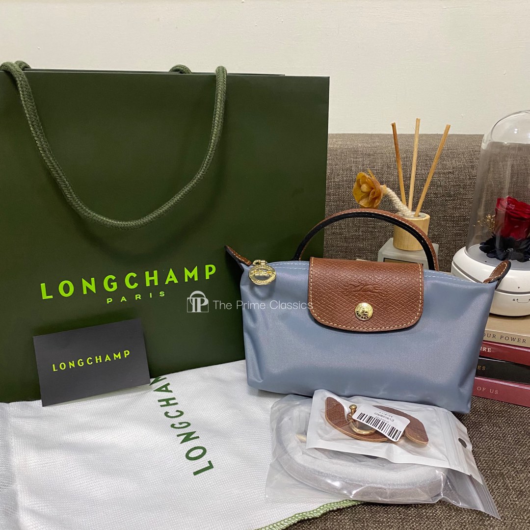 Original Longchamp Le Pliage Classic Steel Pouch With Sling, Luxury ...