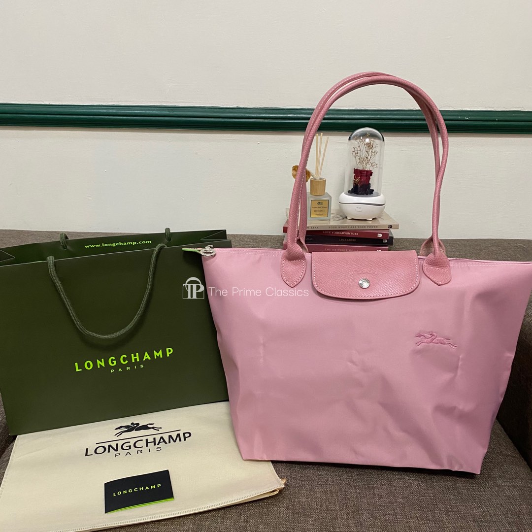 Original Longchamp Le Pliage Green Series Petal Pink Large Long Handle ...