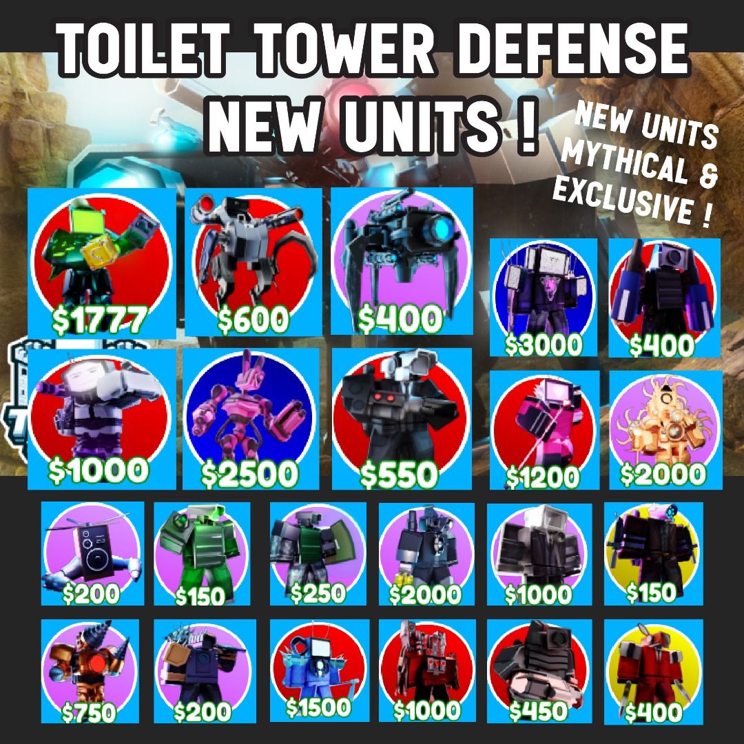 Roblox Toilet Tower Defense TTD Units Cheap ! Can Requeast All Unit ...