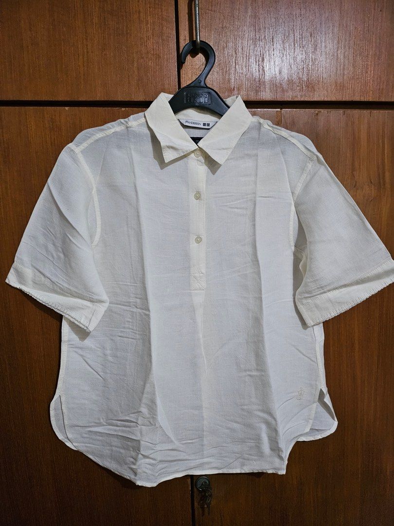 UNIQLO JW Anderson Linen Shirt, Fesyen Wanita, Pakaian Wanita, Atasan ...