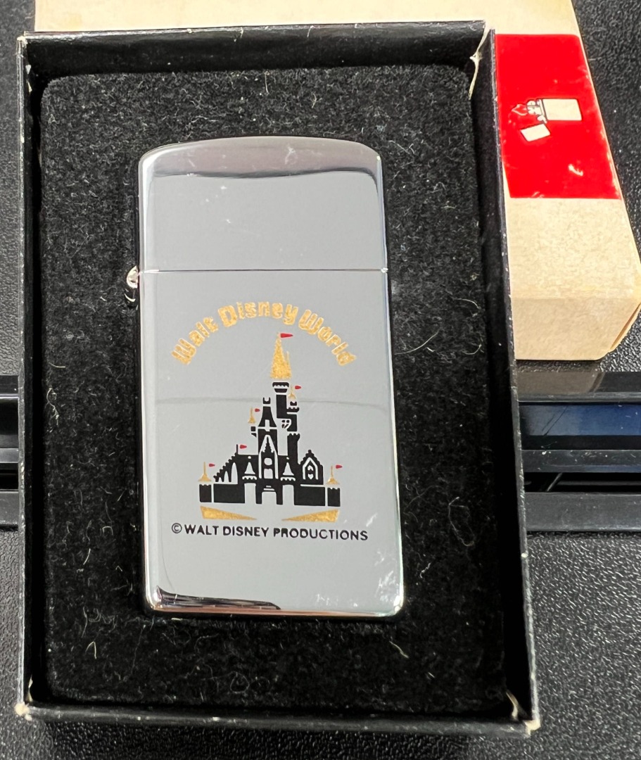 Vintage Walt Disney World Slim Chrome Zippo Lighter Cinderella Castle ...