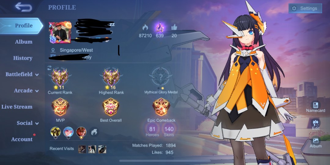 WTS/WTT MLBB account STUN chou aspirant ruby LEGEND franco Mworld yin ...