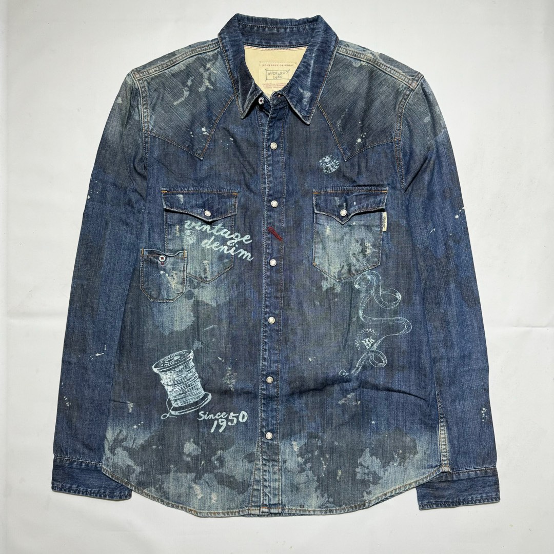 (FreeOngkir) Kemeja Buckaroo Denim Ripped Vintage style Like New Size L ...
