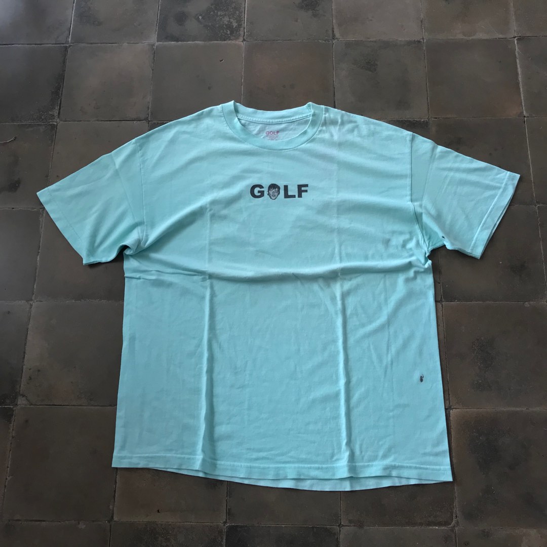 GolfWang Golf Punk Face tshirt mint green, Fesyen Pria, Pakaian ...