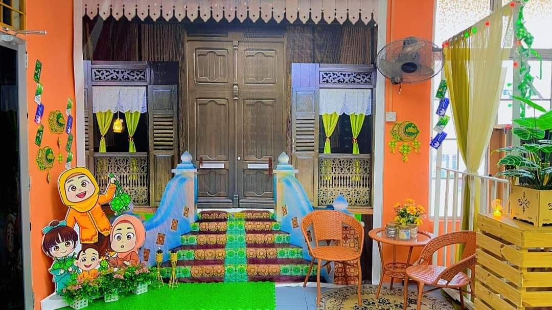 Hari raya backdrop photobooth village photography setup backdrop ...