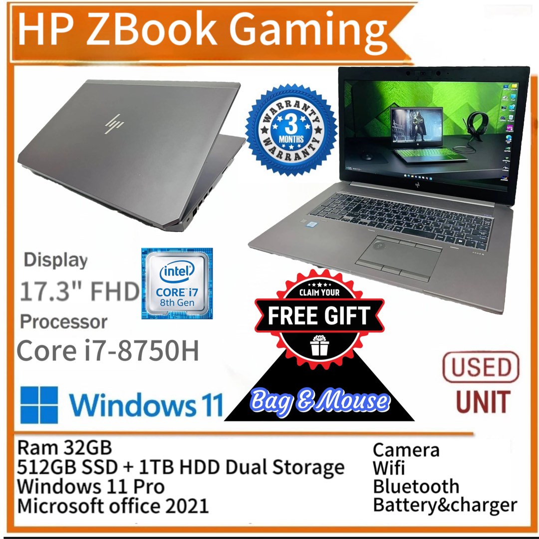 HP Zbook Core i7-8Gen Laptop Ram 32GB SSD 512GB Zbook for Graphics Work ...