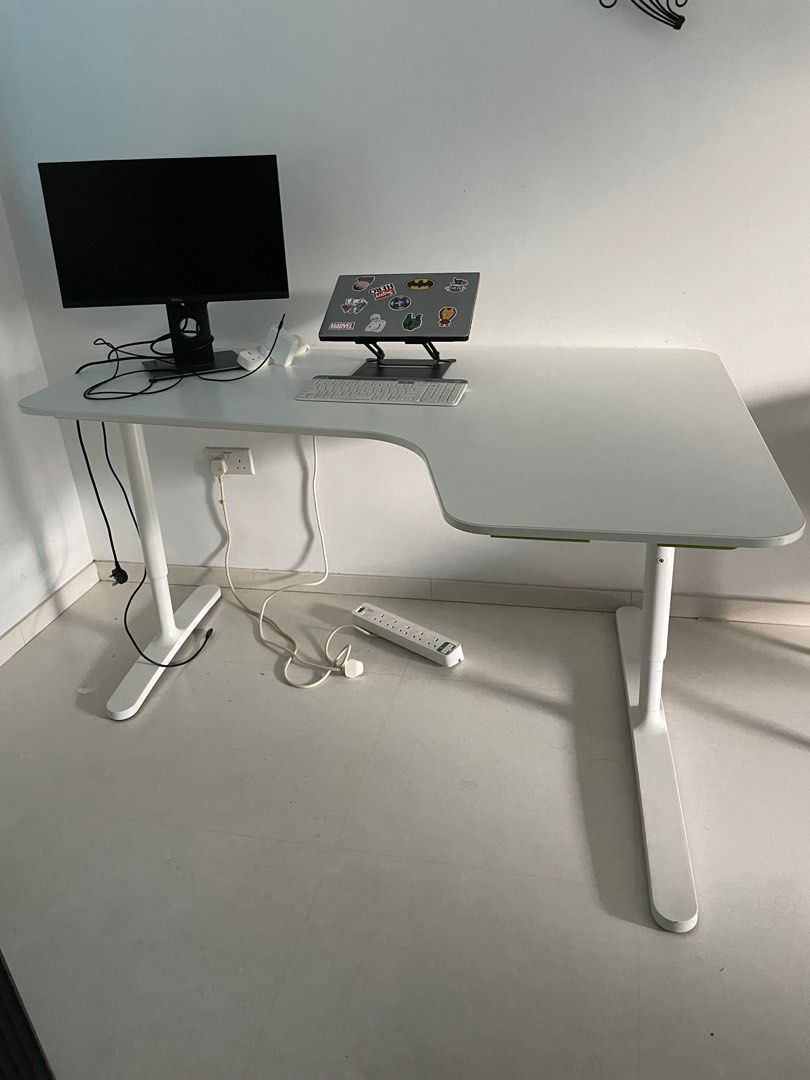 Ikea bekant height manually adjustable - right corner desk, Furniture ...