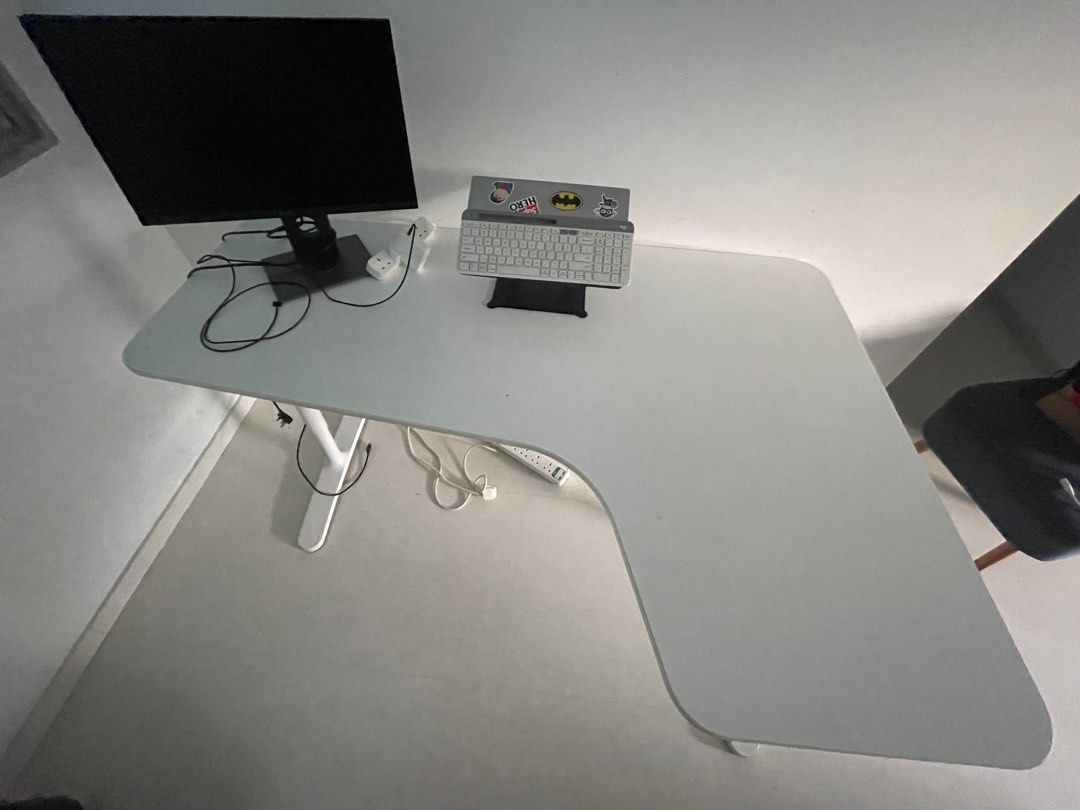 Ikea bekant height manually adjustable - right corner desk, Furniture ...