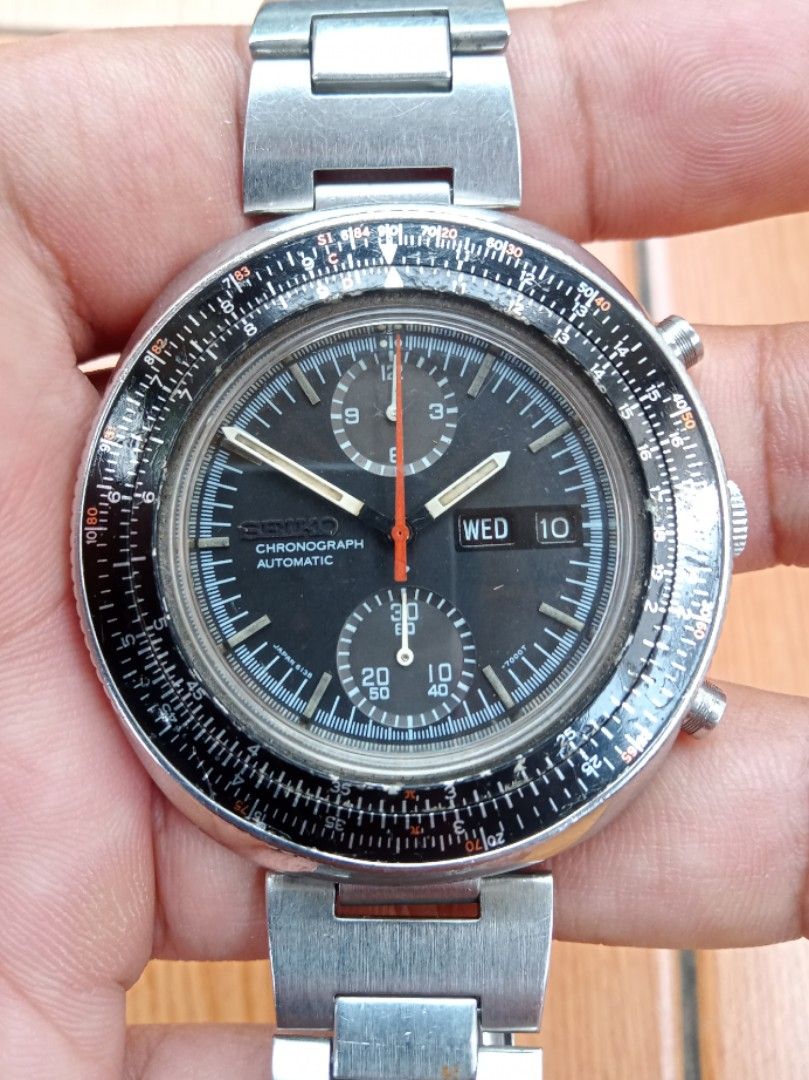 Jam SEIKO Slide rule calculator chronograph automatic original Japan no ...