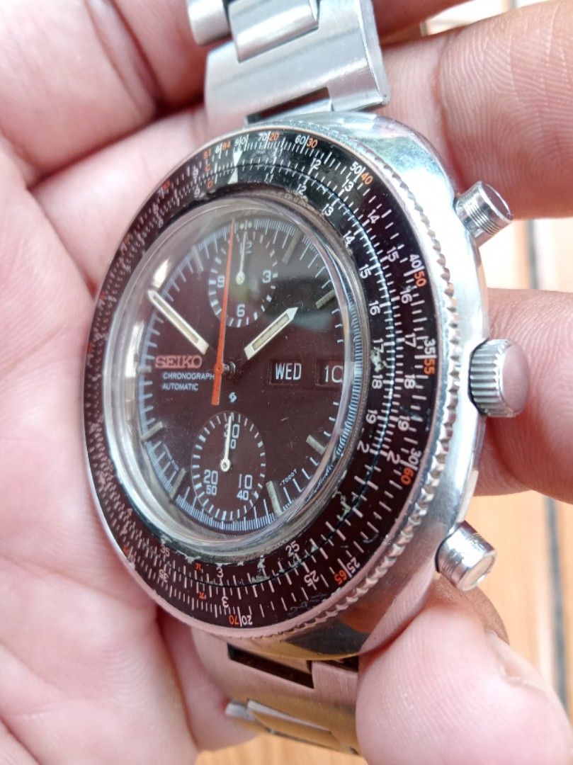 Jam SEIKO Slide rule calculator chronograph automatic original Japan no ...