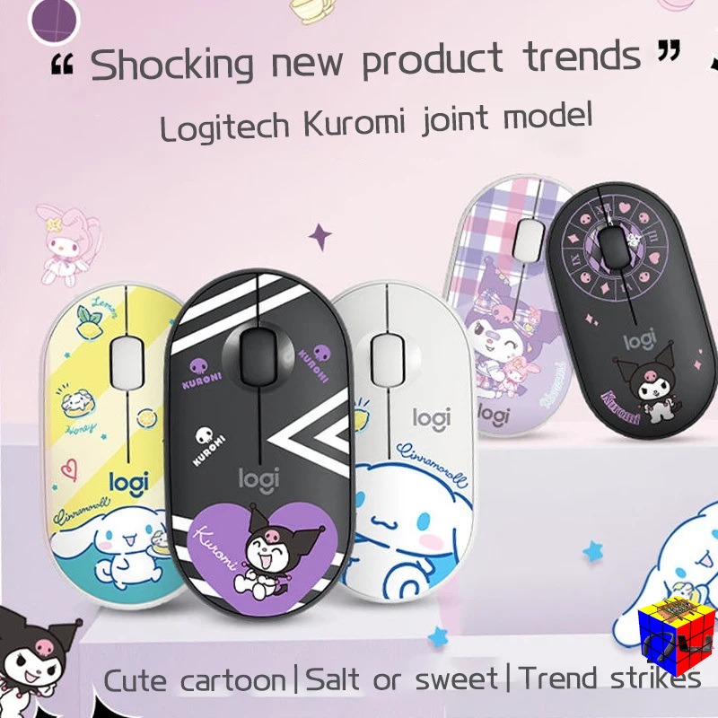 Kuromi & Logitech PEBBLE M350 現代、纖薄、安靜的無線藍牙滑鼠 Kuromi mouse, 電腦＆科技, 電腦周邊 ...