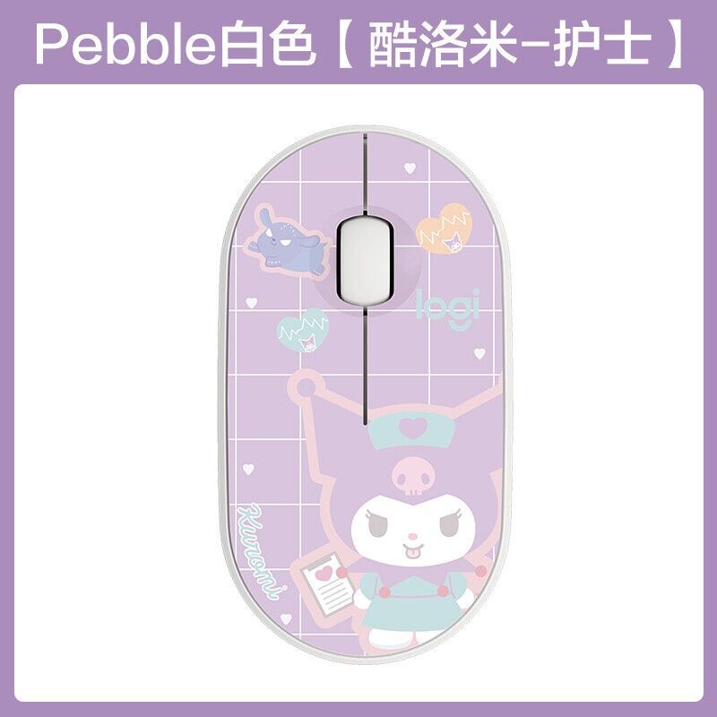 Kuromi & Logitech PEBBLE M350 現代、纖薄、安靜的無線藍牙滑鼠 Kuromi mouse, 電腦＆科技, 電腦周邊 ...