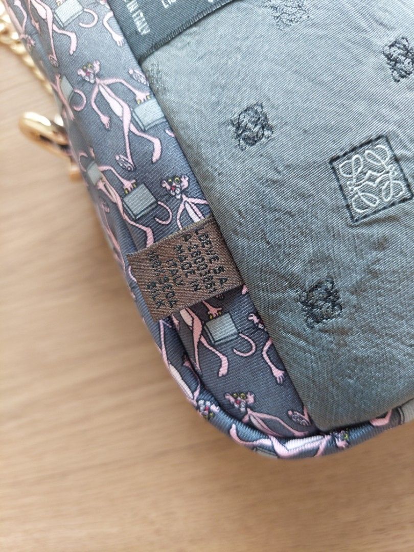 Loewe X Pink Panther Tag Made in Italy 100% All Silk Puffer Phonebag ...
