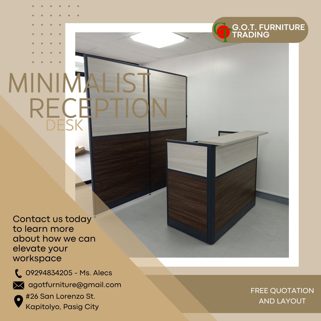 MINIMALIST RECEPTION DESK WITH HIGH PARTITION, Furniture & Home Living ...