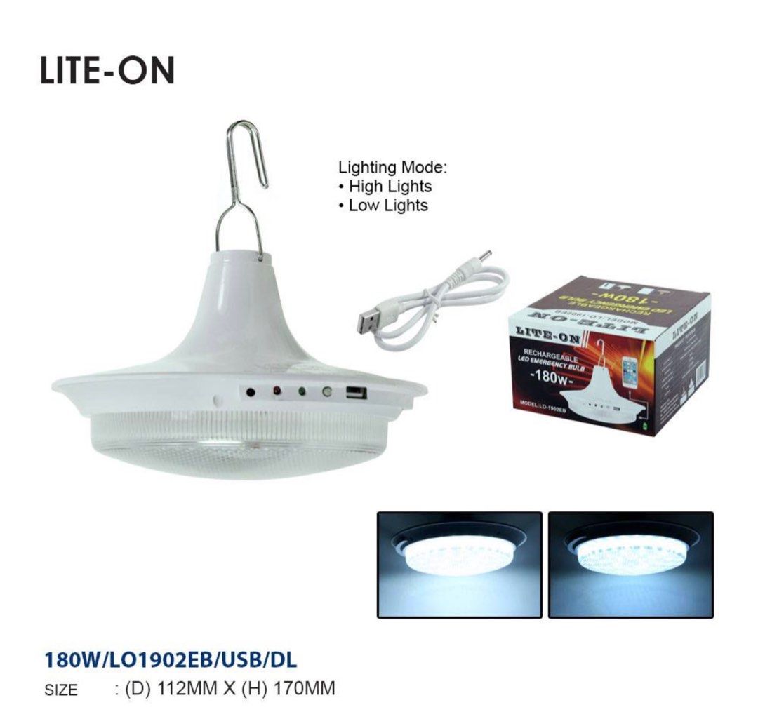 Rechargeable LED BULB, Furniture & Home Living, Lighting & Fans ...