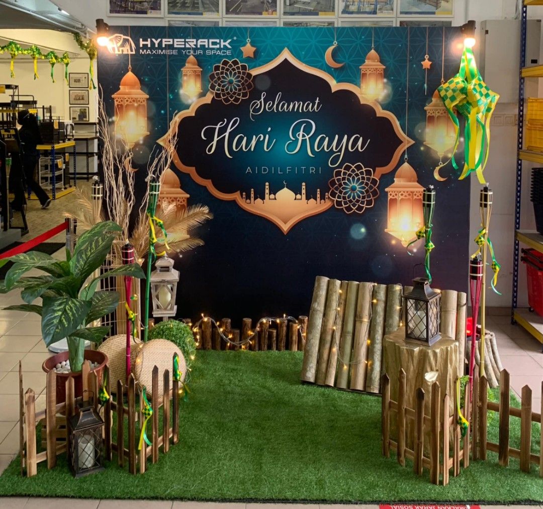 Setup backdrop decoration Hari raya open house company events ...