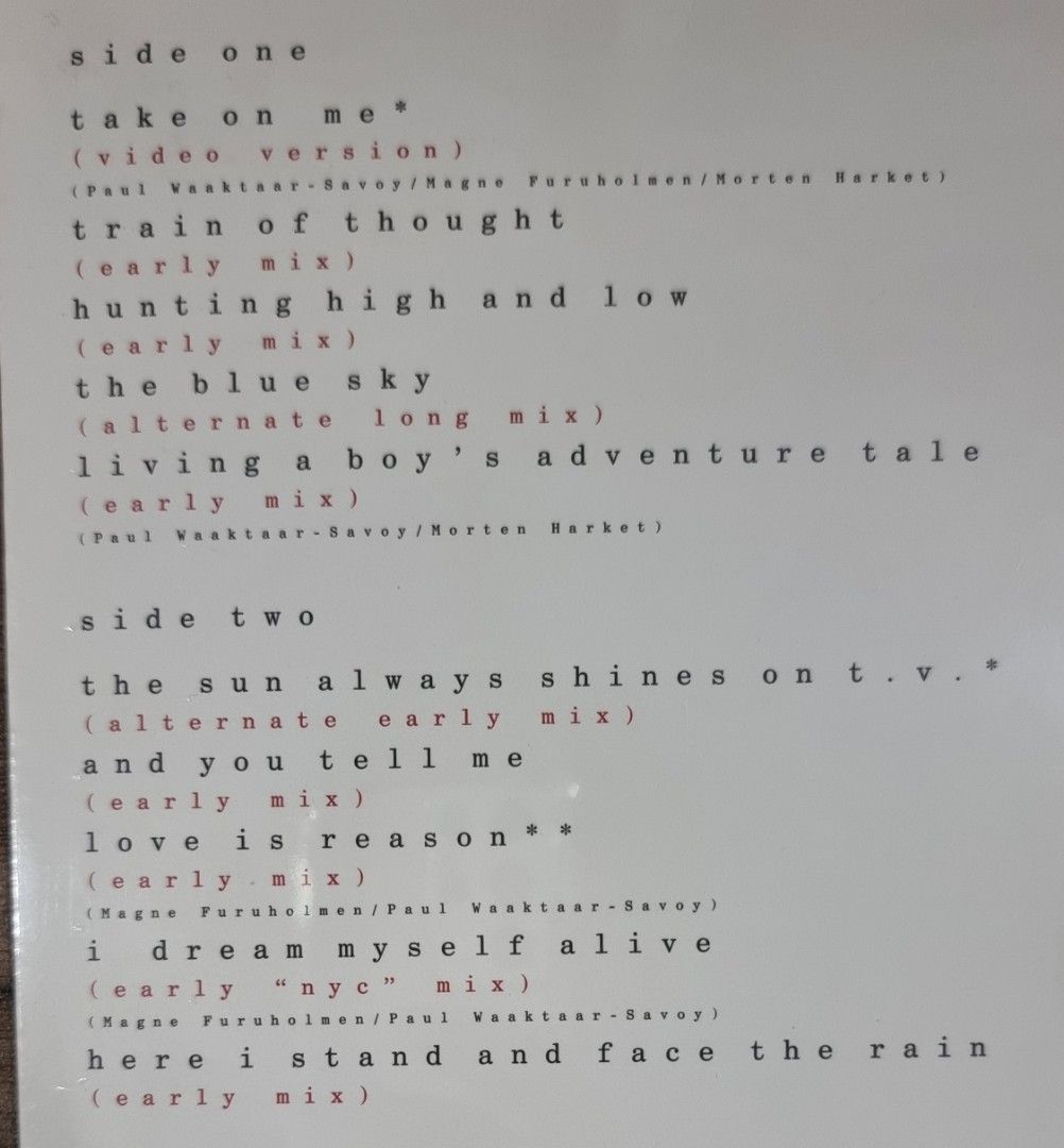 Vinyl LP Record - A-ha Hunting High and Low RSD the early alternate ...