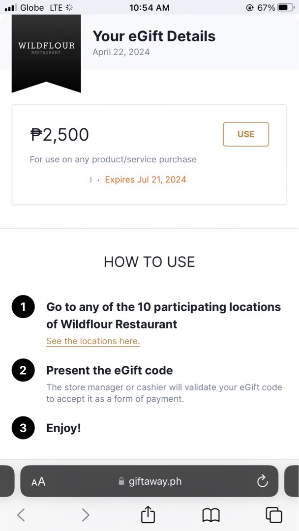 Wildflour egift card (Valid until July 2024), Tickets & Vouchers ...