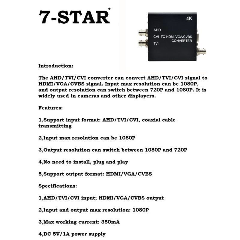 4K AHD/TVI/CVI to HDMI Converter/Adaptor - Industrial High Grade Full ...