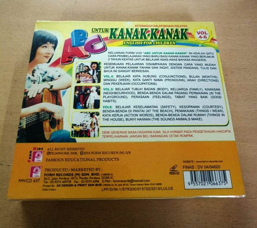 ABC Untuk Kanak-Kanak English For Children Vol.4-6 VCD Keterangan Dalam Bahasa Malaysia, Hobbies ...
