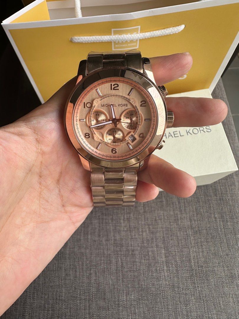 [Ready Stock]Michael Kors Runway Chronograph Rose Gold Stainless Steel ...