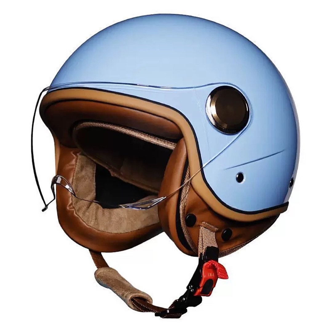 Blue Retro Jet Fighter Motorcycle Helmet Matte Pilot Aviator Retro Open ...
