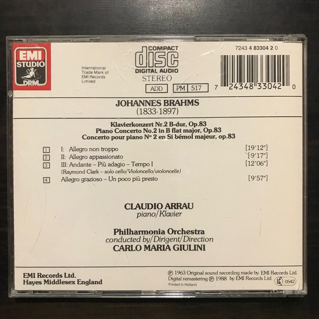 Brahms CD (Box Aus), Hobbies & Toys, Music & Media, CDs & DVDs on Carousell