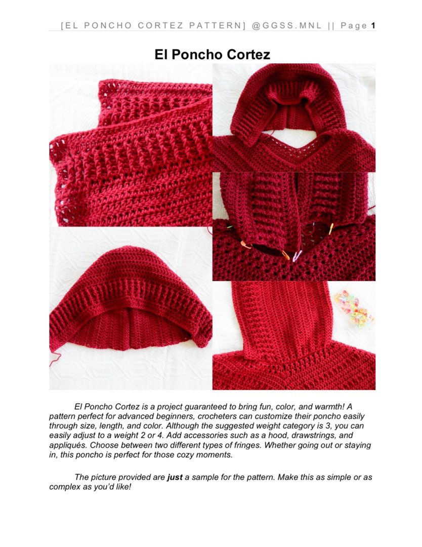 Crochet Poncho PDF Pattern, Hobbies & Toys, Stationary & Craft, Craft ...