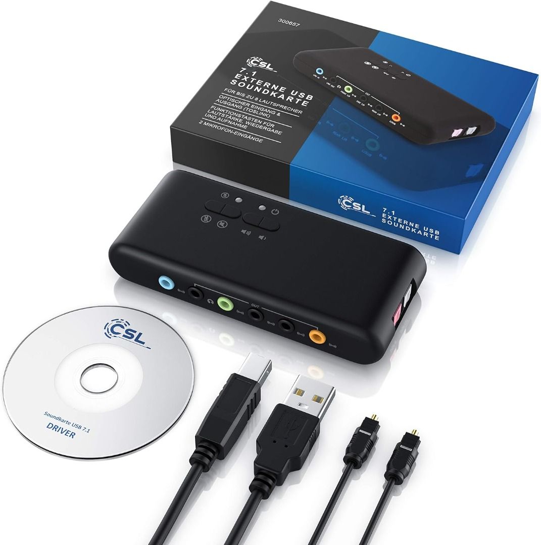 CSL - USB 7.1 external sound card 8-channel - 7.1 Channel USB Soundbox ...