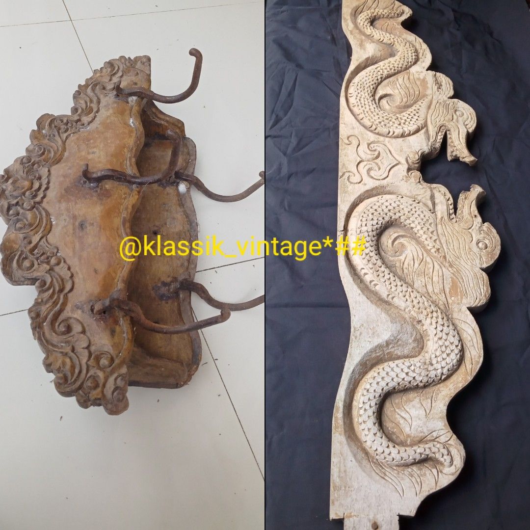 Kastok jadul tua dan mahkota gamelan kayu tua, Antik, Lainnya di Carousell