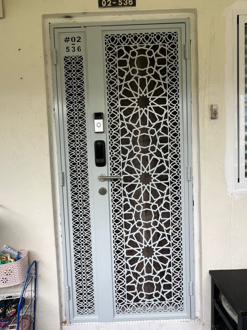 Laser cut gate/ main door / Digital Lock/ Doorbell camera / Bedroom door/hdb door / HDB Gate ...