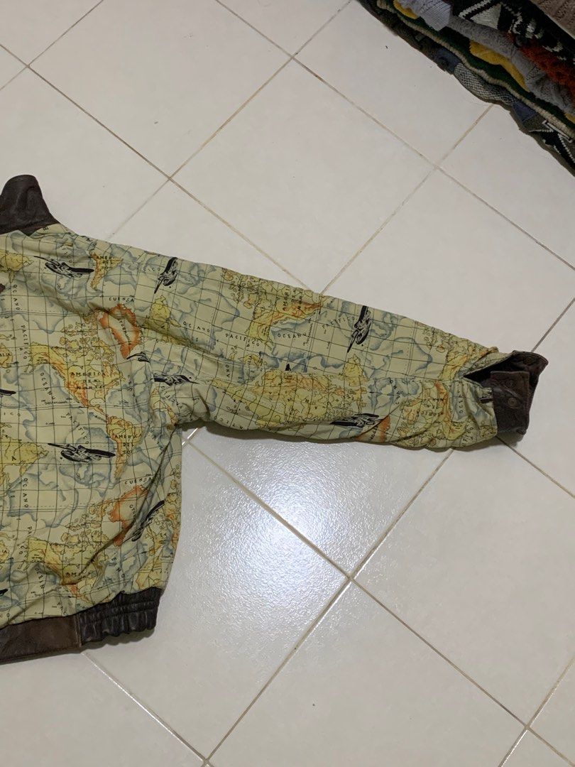 Leather Jacket World Map, Men's Fashion, Coats, Jackets and Outerwear ...