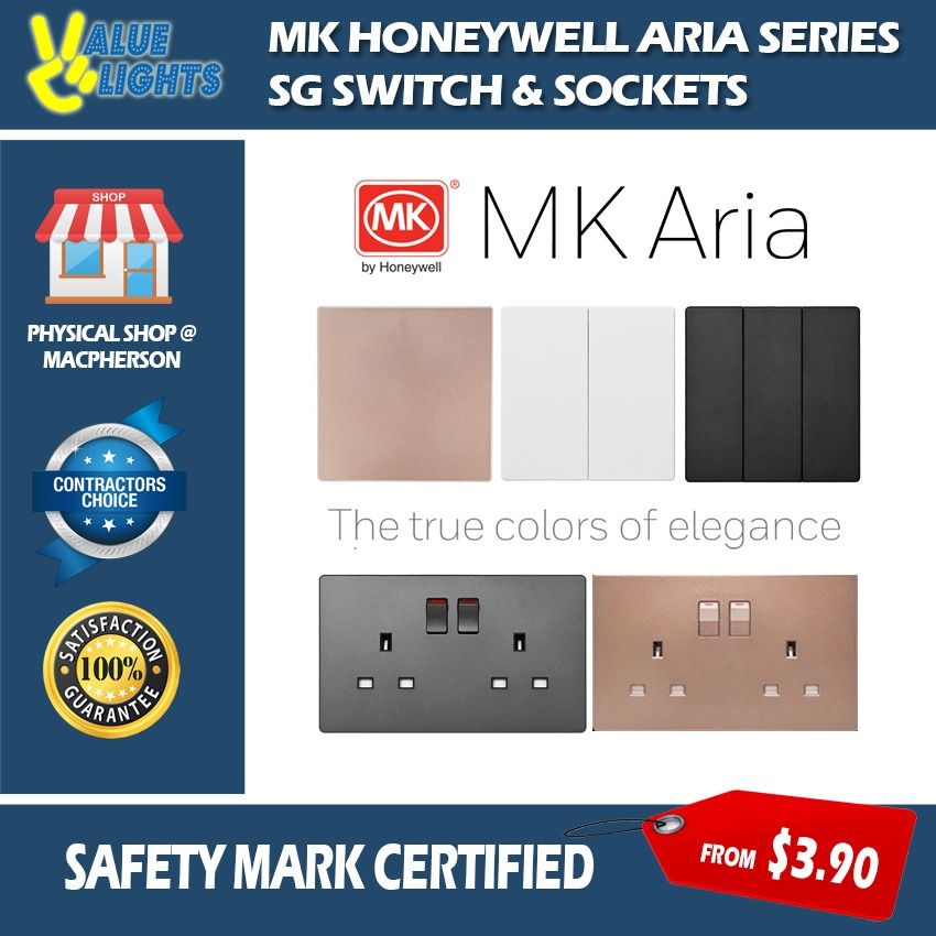 MK Honeywell Aria Series Switch Socket Singapore Safety Mark Approved ...