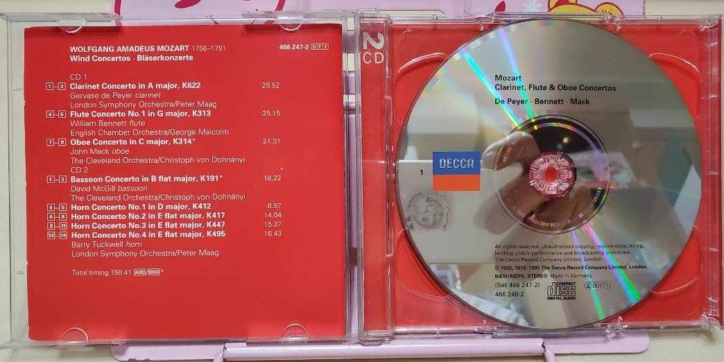 Mozart 莫札特管樂協奏曲集2CD 德國盤 DECCA, 書籍、休閒與玩具, 樂器、音樂相關, CD、DVD在旋轉拍賣