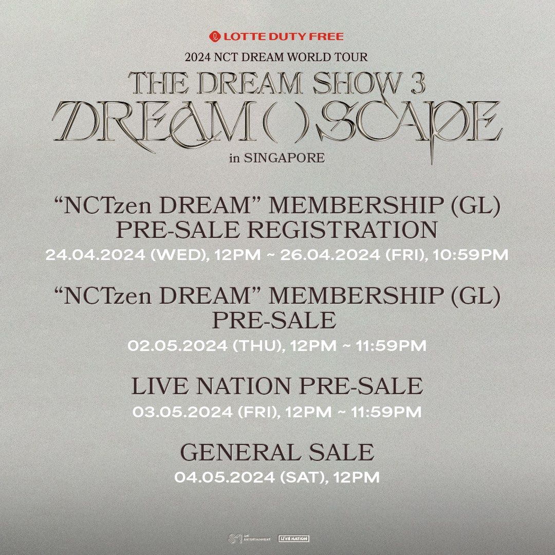 NCT DREAM WORLD TOUR in SINGAPORE concert 2024 with LOTTE DUTY FREE, Tickets & Vouchers, Event ...