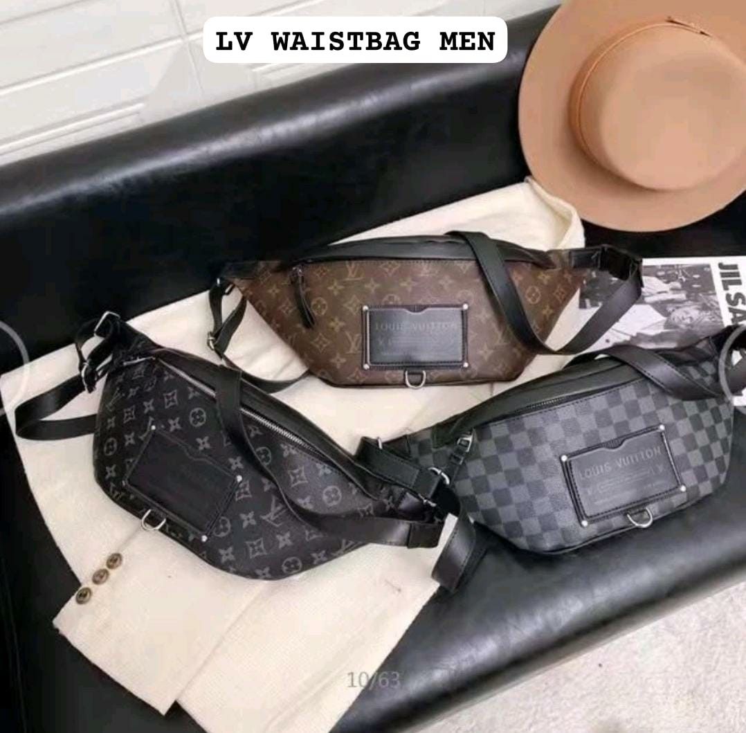 Tas LV Waistbag Men Damier Graphite Monogram Black Monogram Brown LV ...