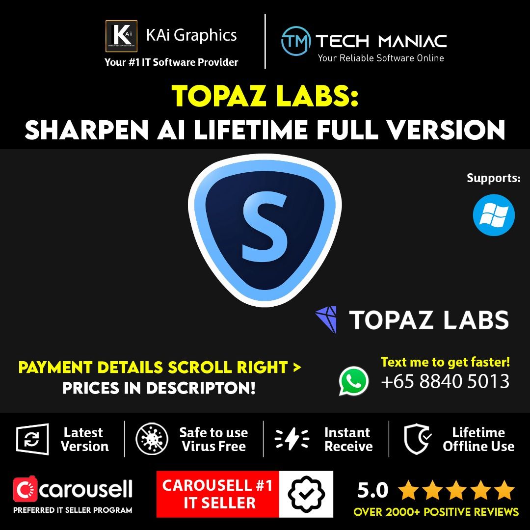 Topaz Labs Sharpen AI Sharpening Lifetime Software for Windows, Computers & Tech, Parts ...