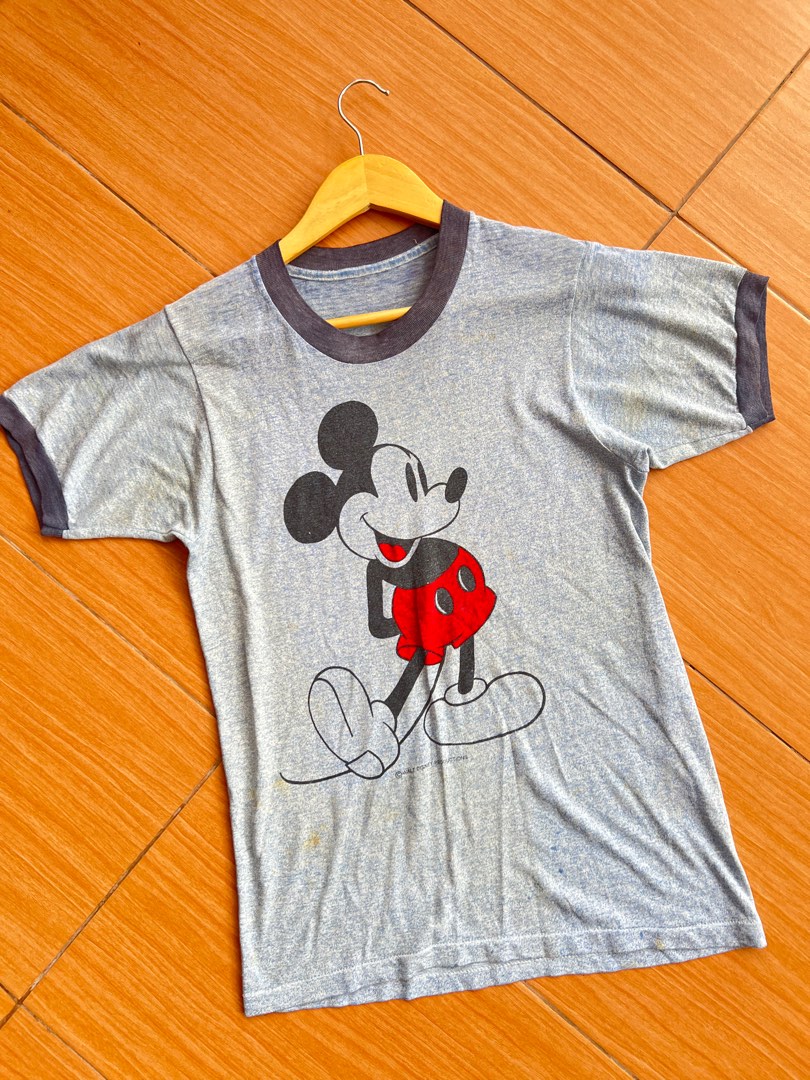 Vintage Mickey Mouse Ringer 3kain, Men's Fashion, Tops & Sets, Tshirts ...