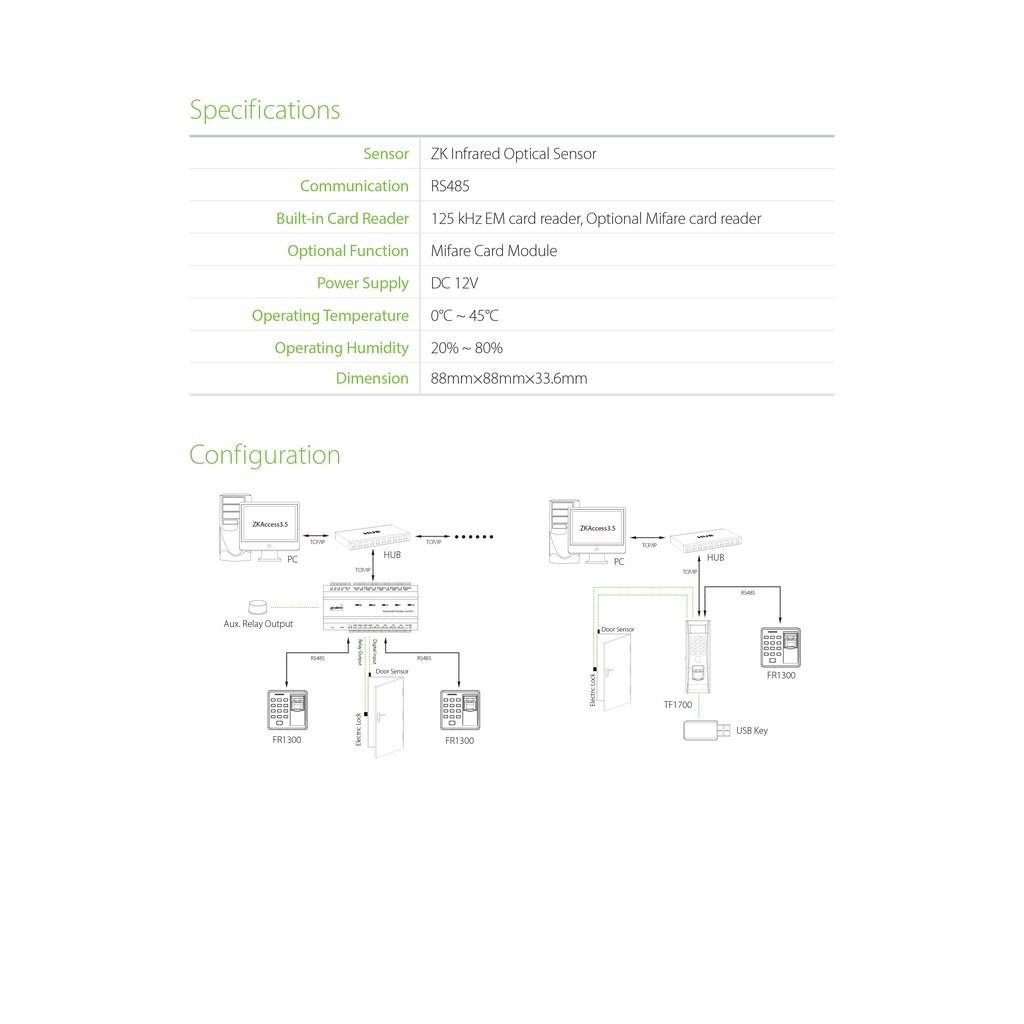 ZKTECO FR1300 (ZKTeco Access Control/ZKTeco Biometric / Access Control/ Biometric/ Fingerprint ...