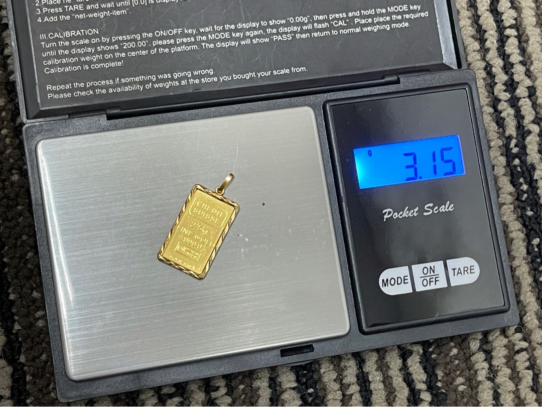 24k Gold Pendant with Credit Suisse 2.5g Gold Bar outer holder are 22k 916 Gold Made , Hobbies ...