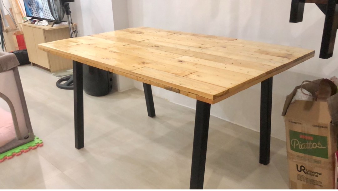 6 seater palochina table with free 2 nordic chairs, Furniture & Home ...