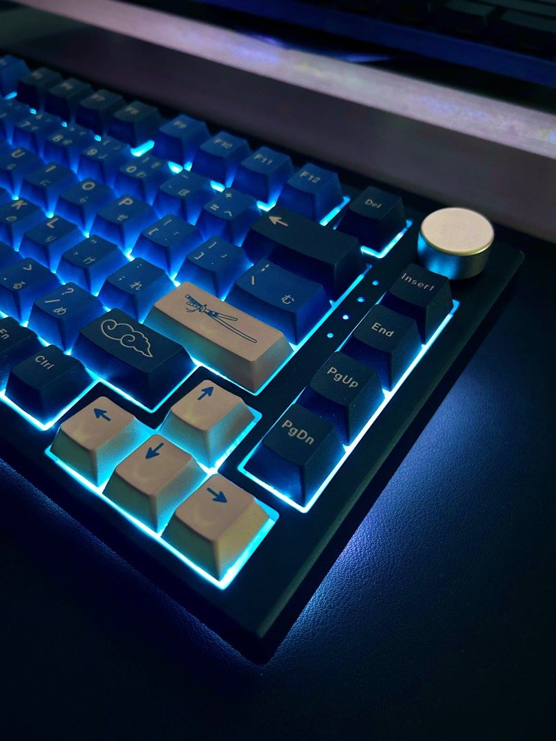 75% Custom Mechanical Keyboard (Blue Samurai Keycaps) - Fully modded ...